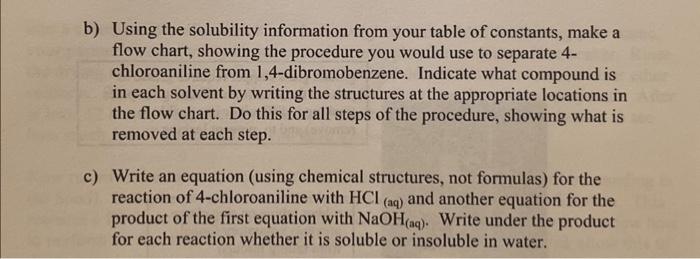 b) Using the solubility information from your table | Chegg.com
