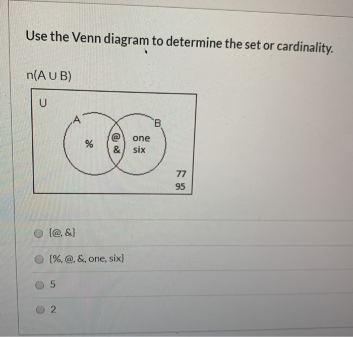 Solved Use the Venn diagram to determine the set or | Chegg.com