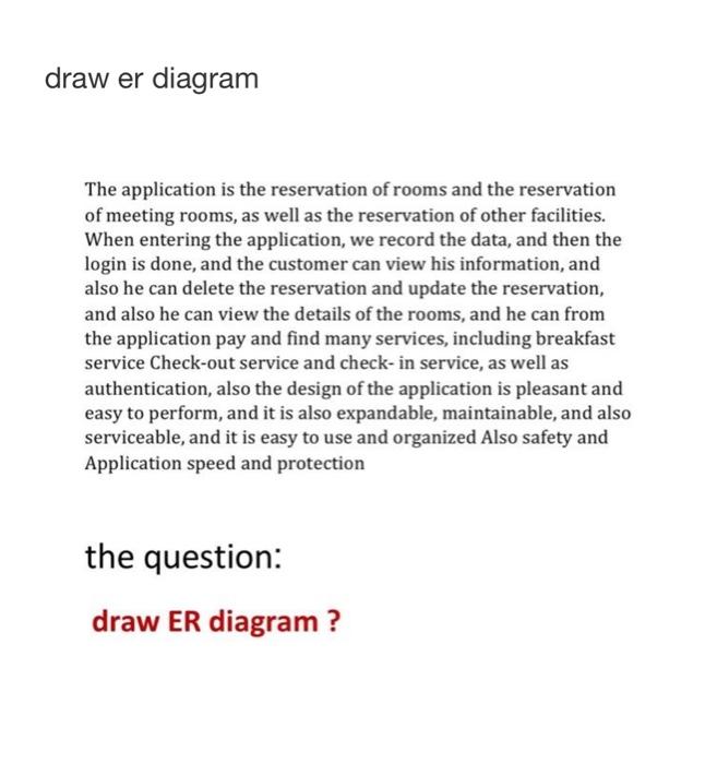 Solved draw er diagram The application is the reservation of | Chegg.com