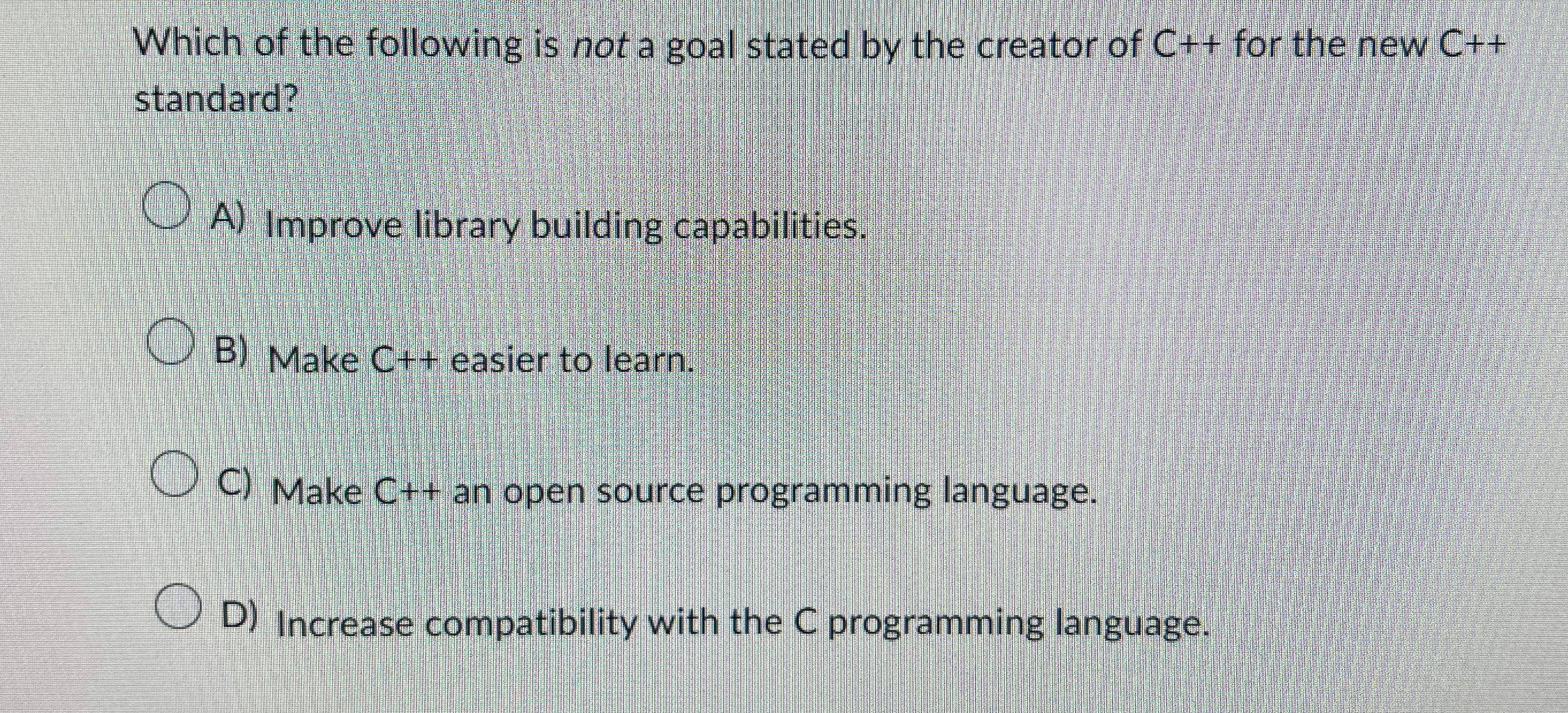 Solved Which of the following is not a goal stated by the | Chegg.com