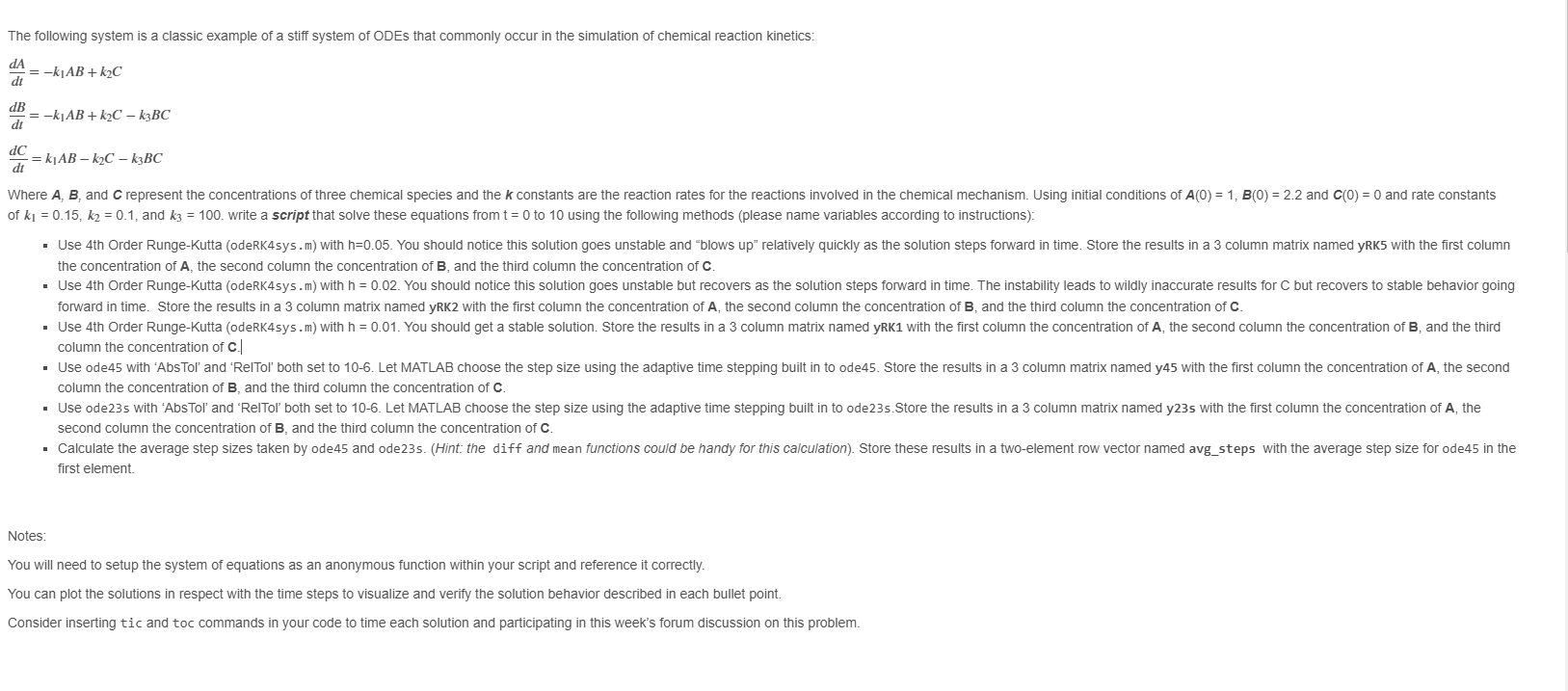 Solved I Need Help With This Matlab Problemthe Following 