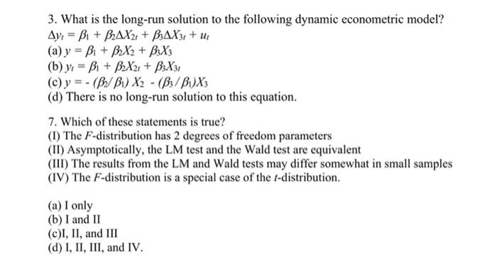 Solved 3. What is the long-run solution to the following | Chegg.com