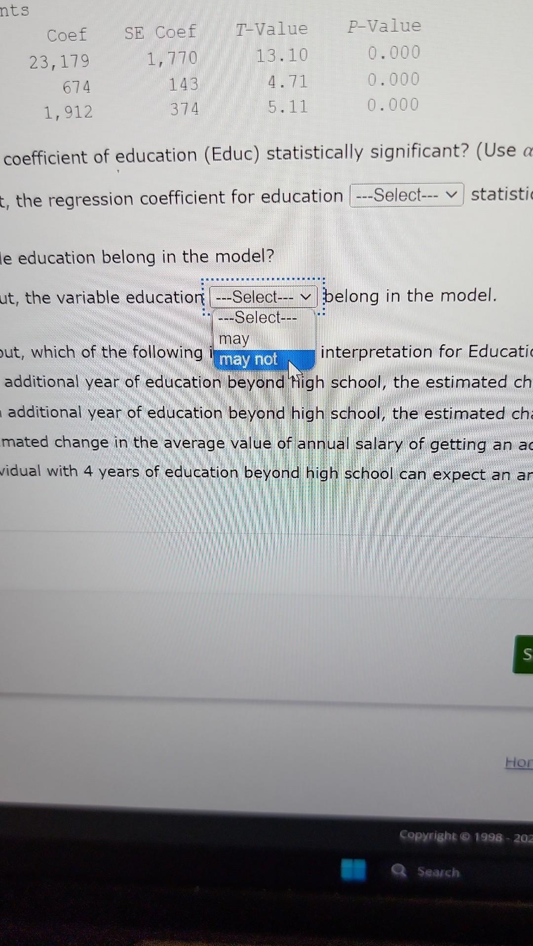 Solved The following multiple regression printout can be | Chegg.com