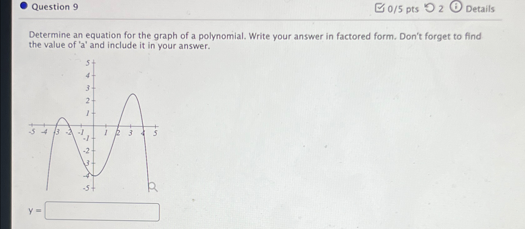 Solved Question 905 pts O2DetailsDetermine an equation for | Chegg.com Solved Question 905 pts O2DetailsDetermine an equation for | Chegg.com