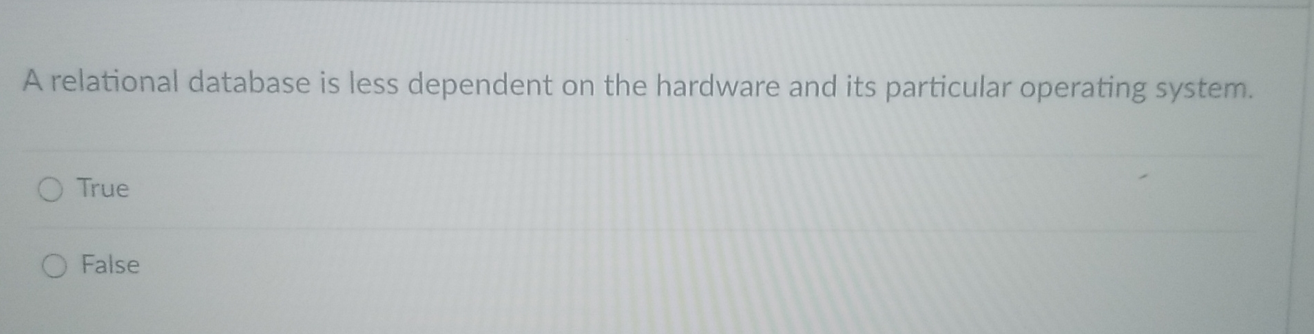 Solved A relational database is less dependent on the | Chegg.com