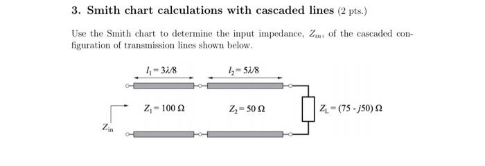 [Solved]: 3. Smith chart calculations with cascaded lines