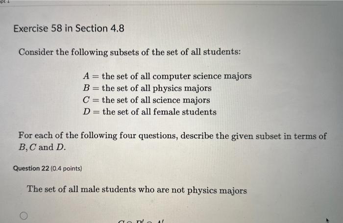 Solved Exercise 58 in Section 4.8 Consider the following | Chegg.com