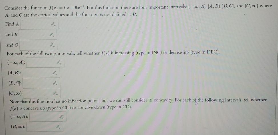 Solved Consider the function f(x)=6x+9x-1. ﻿For this | Chegg.com