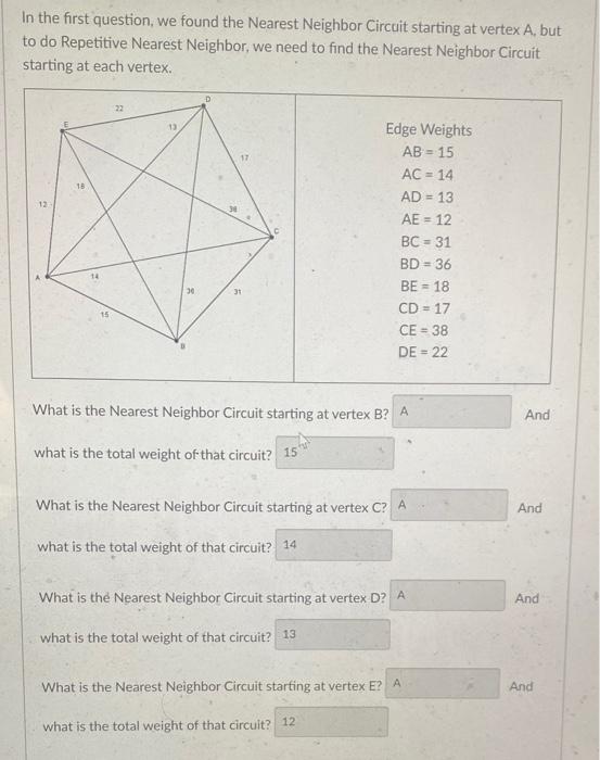 Solved In the first question, we found the Nearest Neighbor | Chegg.com