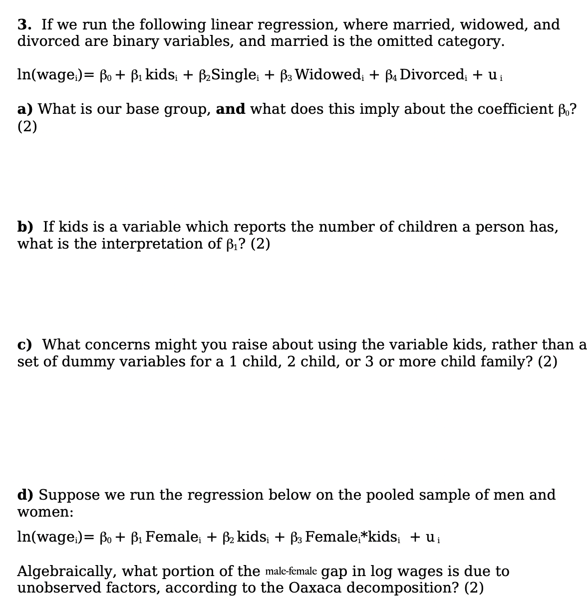 Solved If we run the following linear regression, where | Chegg.com