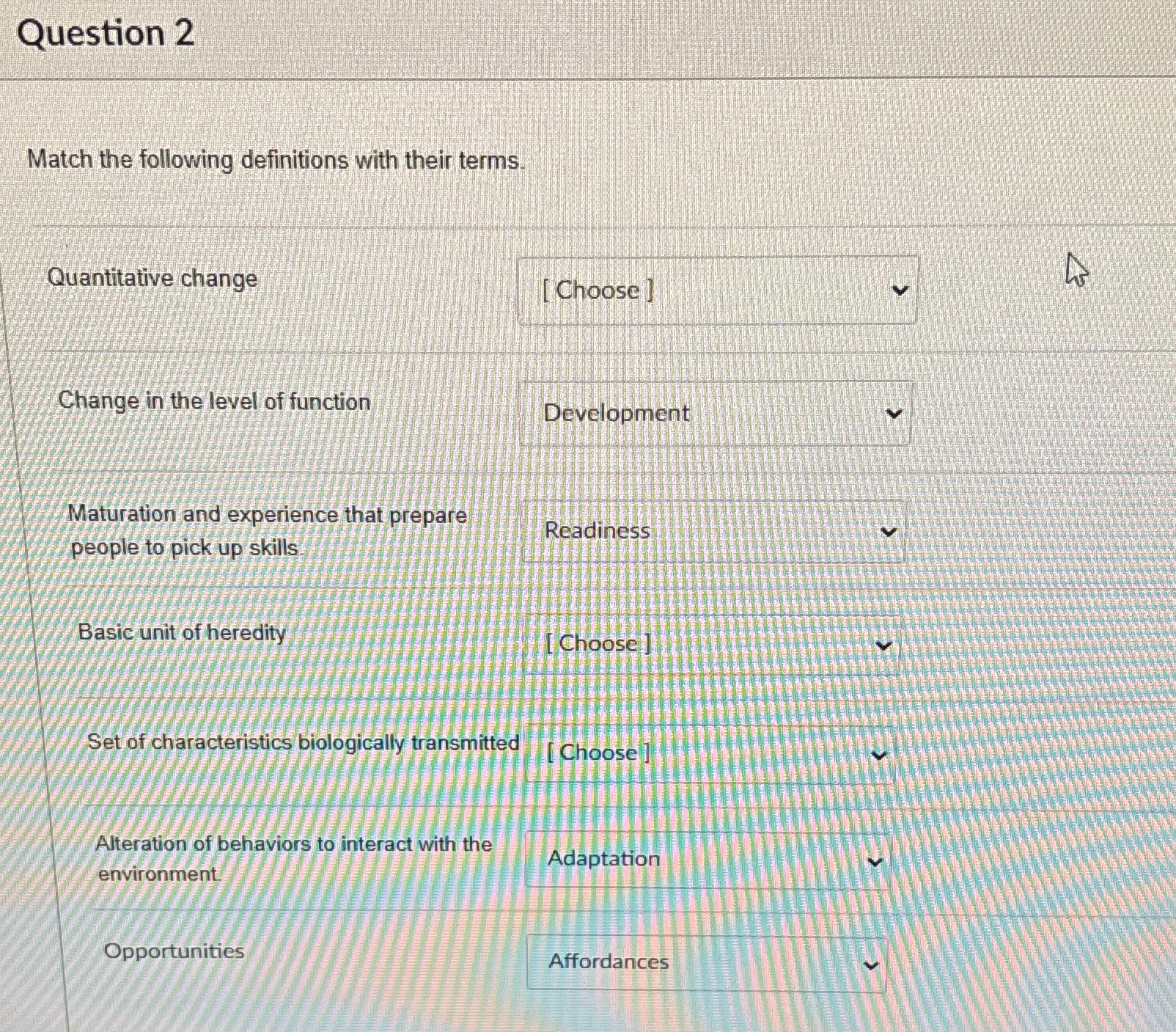 Solved Question 2Match the following definitions with their | Chegg.com