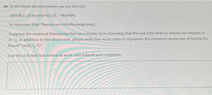 Solved 18. In the Block World problem, we use the rule | Chegg.com
