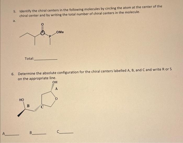 Solved 5. Identify the chiral centers in the following | Chegg.com