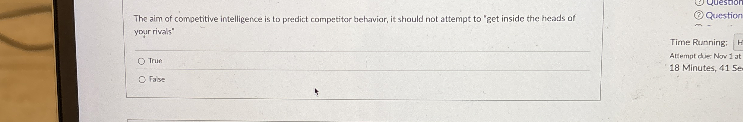 Solved The aim of competitive intelligence is to predict | Chegg.com