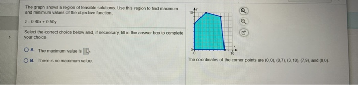 Solved The graph shows a region of feasible solutions. Use | Chegg.com