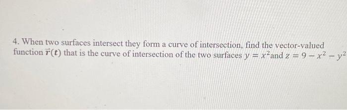 Solved 4. When two surfaces intersect they form a curve of | Chegg.com