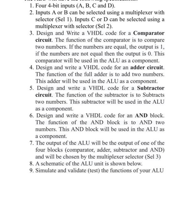 Solved 3 Design And Write A Vhdl Code For A Comparator