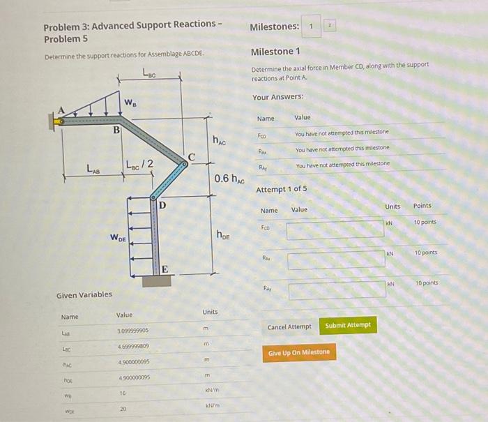 Solved Problem 3: Advanced Support Reactions Problem 5 | Chegg.com