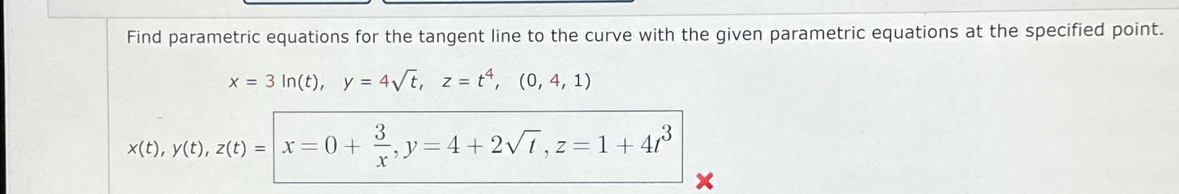 Solved Find parametric equations for the tangent line to the | Chegg.com