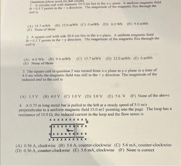 Solved Questions [show work for full credit] 1. A circular | Chegg.com