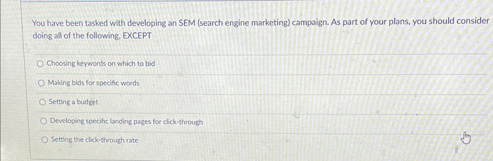 Solved You have been tasked with developing an SEM (search | Chegg.com
