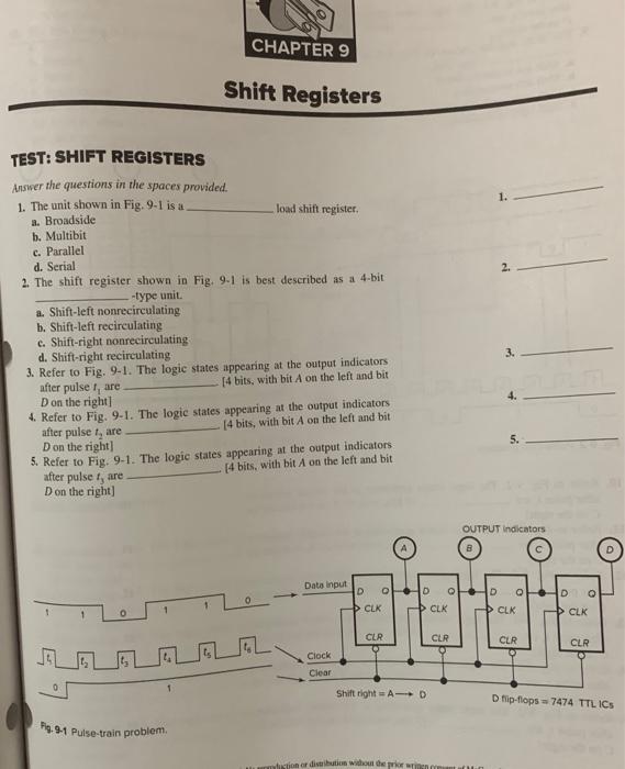 Solved Shift Registers TEST: SHIFT REGISTERS Answer the | Chegg.com