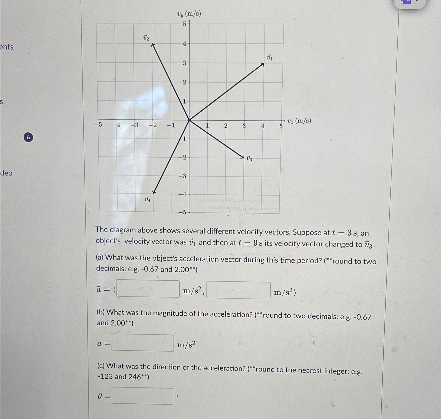 Solved The diagram above shows several different velocity | Chegg.com