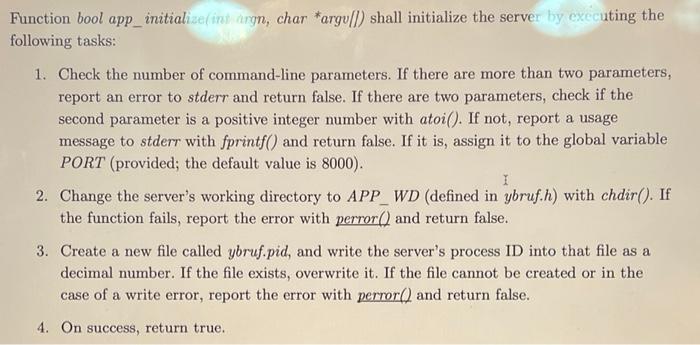 Function bool app_initialize in argn, char *argull) | Chegg.com