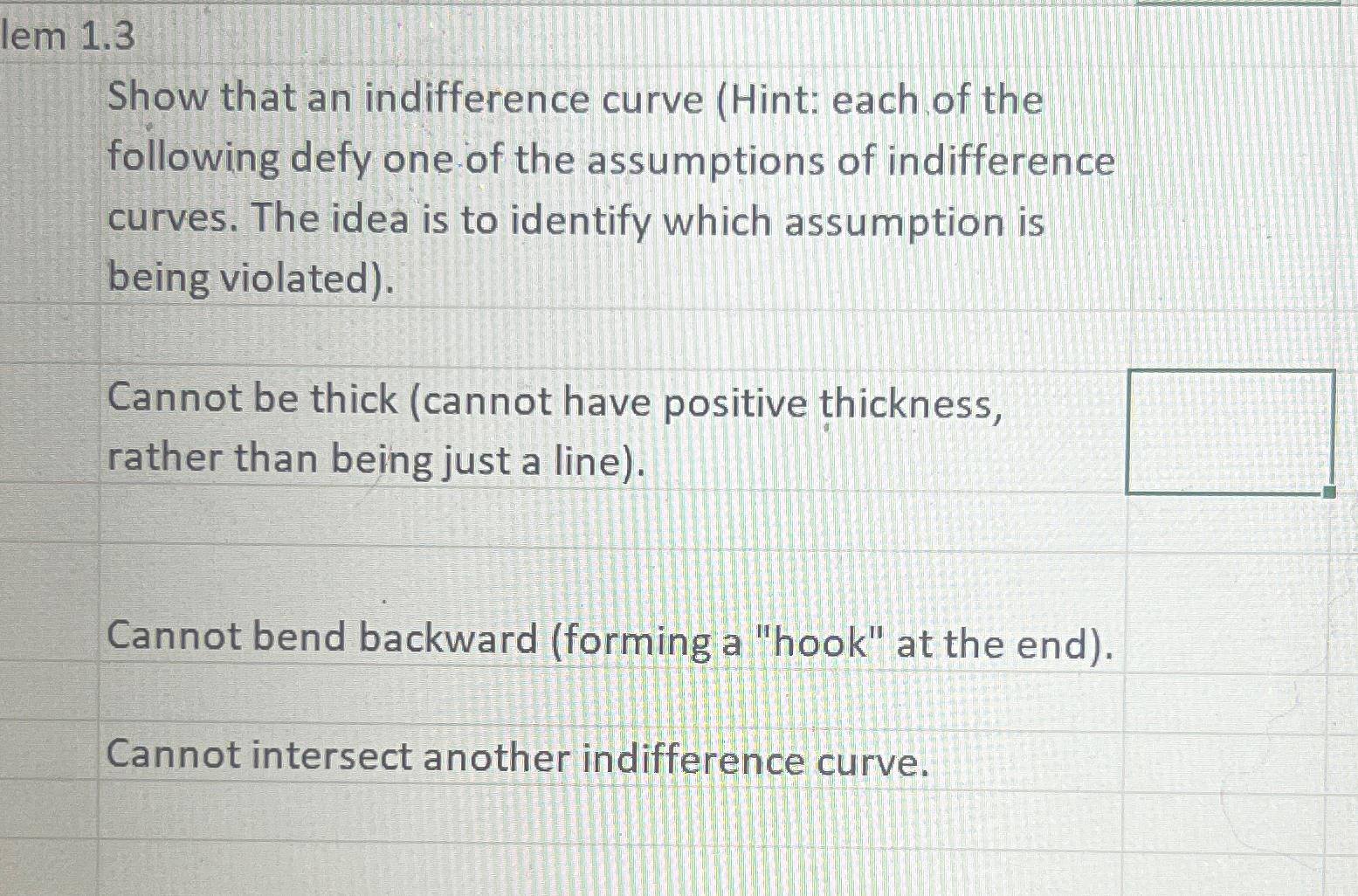 Solved lem 1.3Show that an indifference curve (Hint: each of | Chegg.com