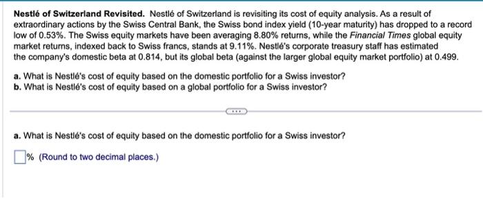 Solved Nestlé of Switzerland Revisited. Nestlé of | Chegg.com