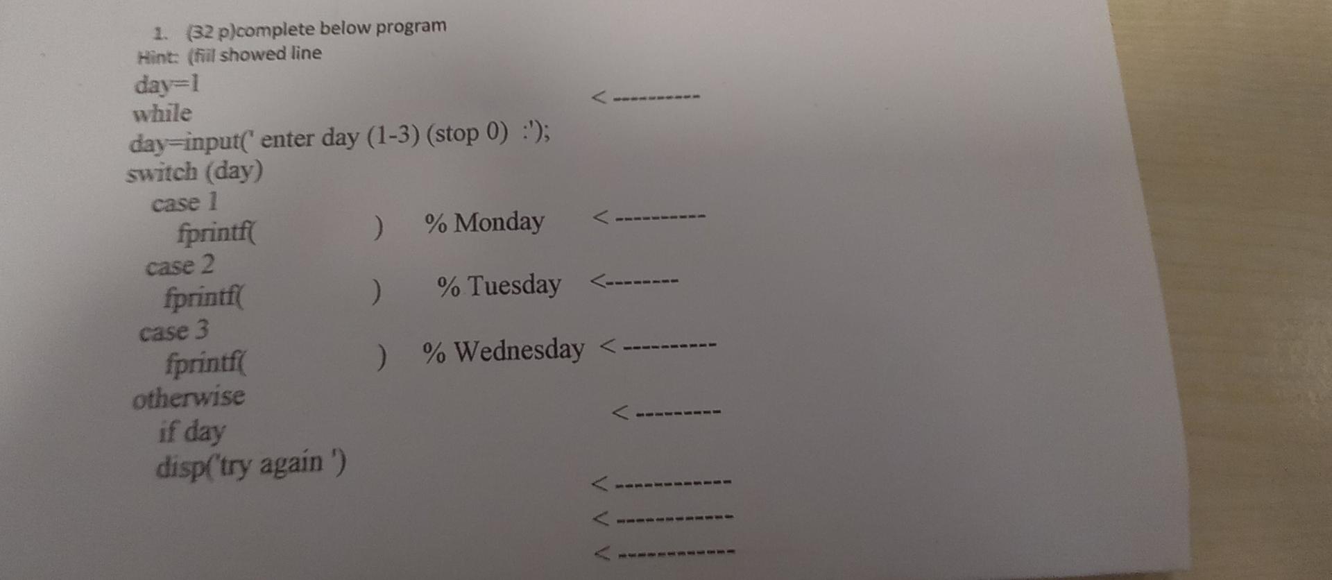 Solved 1. (32 p)complete below program Hint: (fill showed | Chegg.com