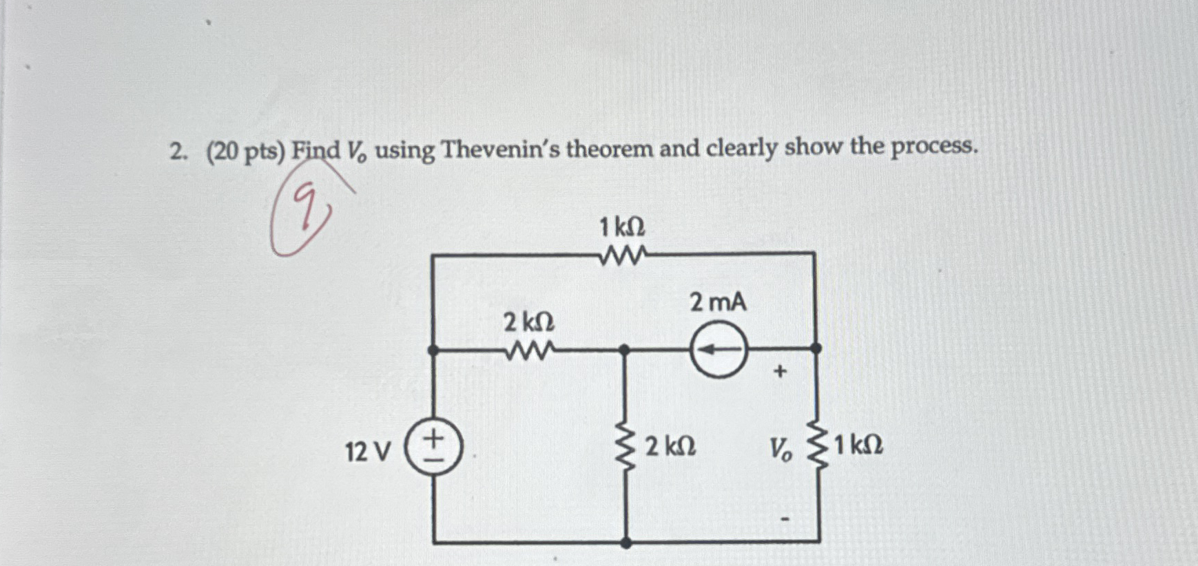 Solved by an EXPERT Find V0 ﻿using Thevenin's theorem and clearly show | Chegg.com