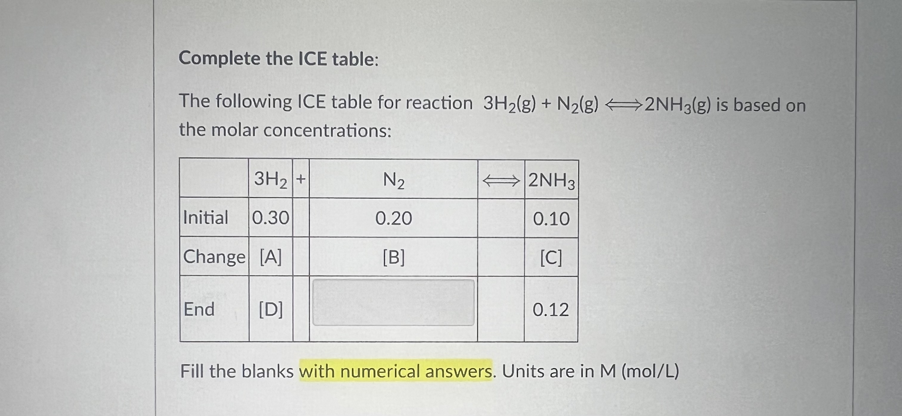 Solved Complete the ICE table:The following ICE table for | Chegg.com