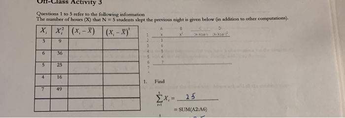 Solved Activity 3 Questions 1 to 5 refer to the following | Chegg.com
