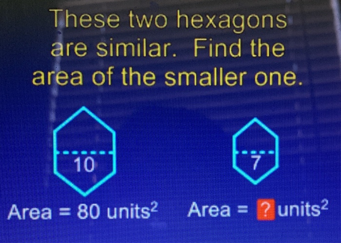Solved These two hexagons are similar. Find the area of the | Chegg.com