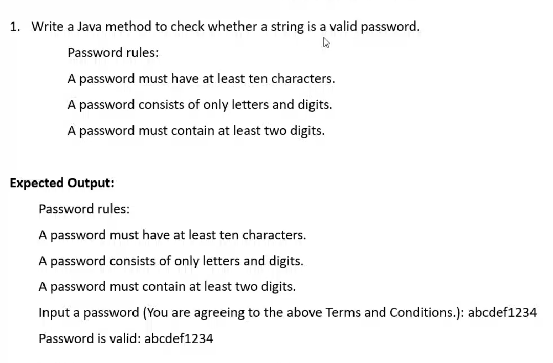 Solved 1. Write a Java method to check whether a string is a | Chegg.com