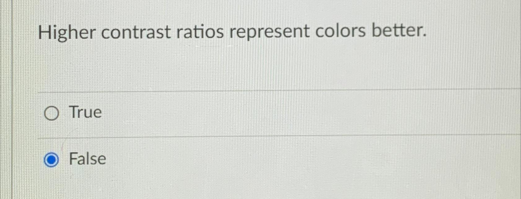 Solved Higher contrast ratios represent colors | Chegg.com