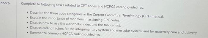 Solved Complete to following tasks related to CPT codes and | Chegg.com