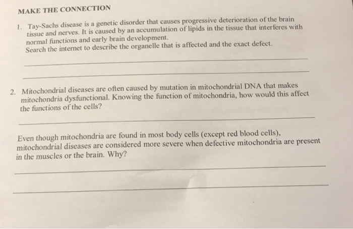 Solved MAKE THE CONNECTION 1. Tay-Sachs disease is a genetic | Chegg.com