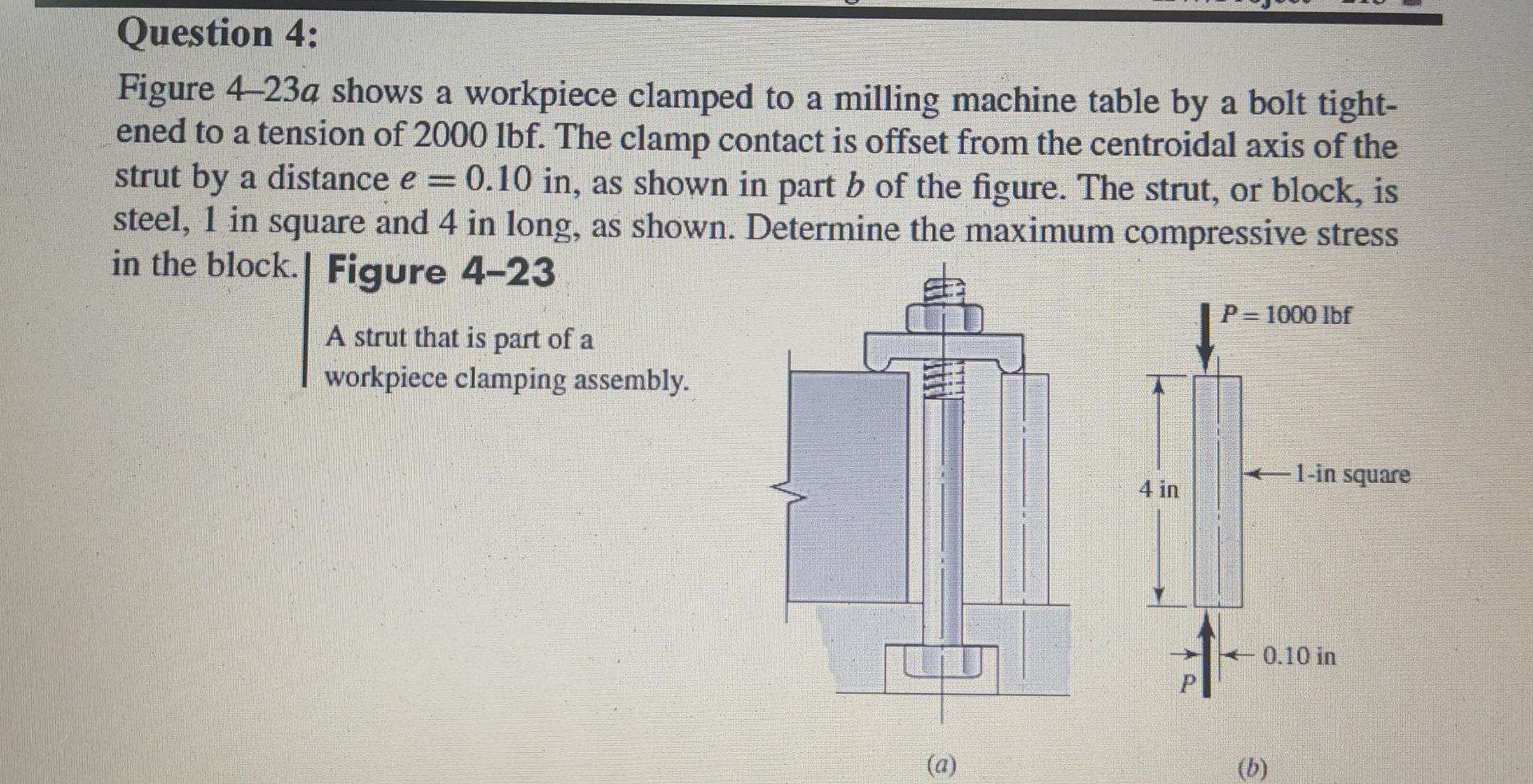 Solved Figure 4-23a shows a workpiece clamped to a milling | Chegg.com