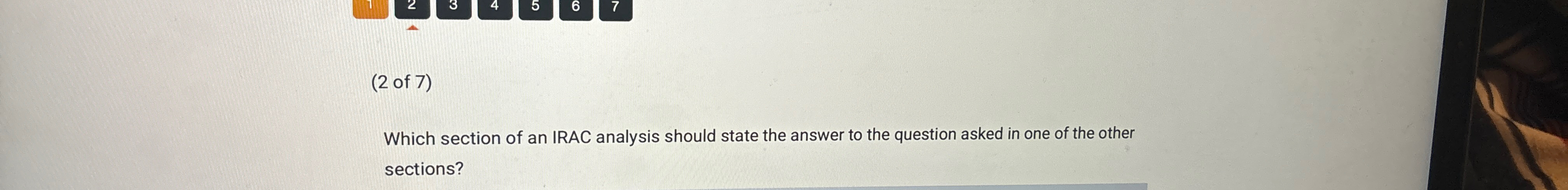 Solved Which section of an IRAC analysis should state the | Chegg.com