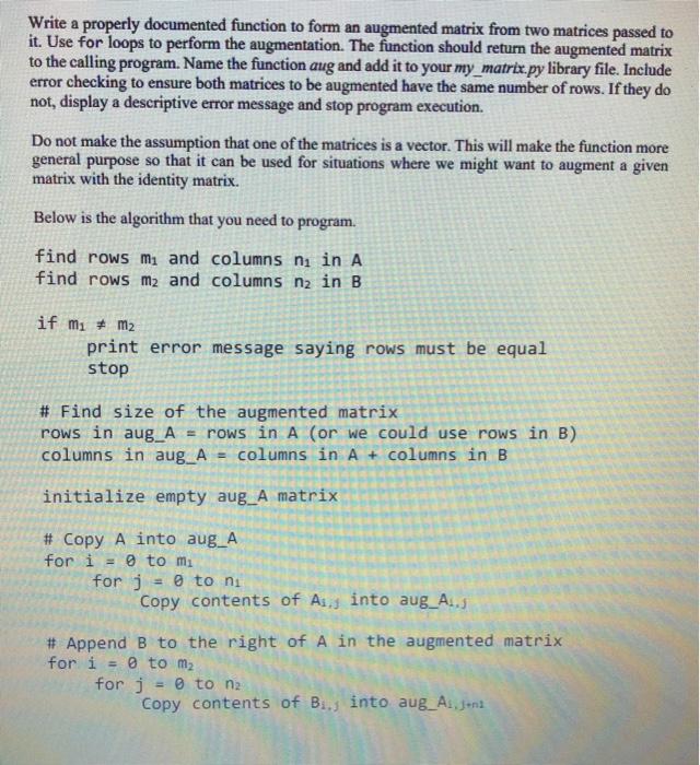 Solved Write a properly documented function to form an | Chegg.com