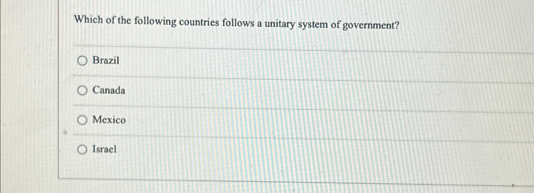 Solved Which of the following countries follows a unitary | Chegg.com