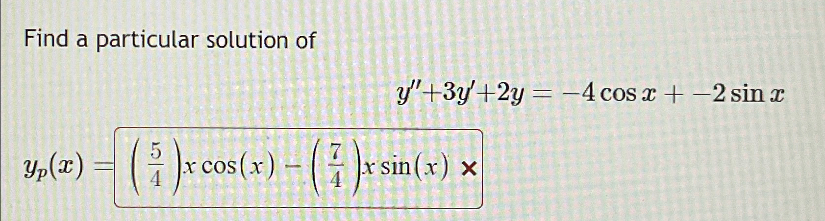 Solved Find a particular solution | Chegg.com