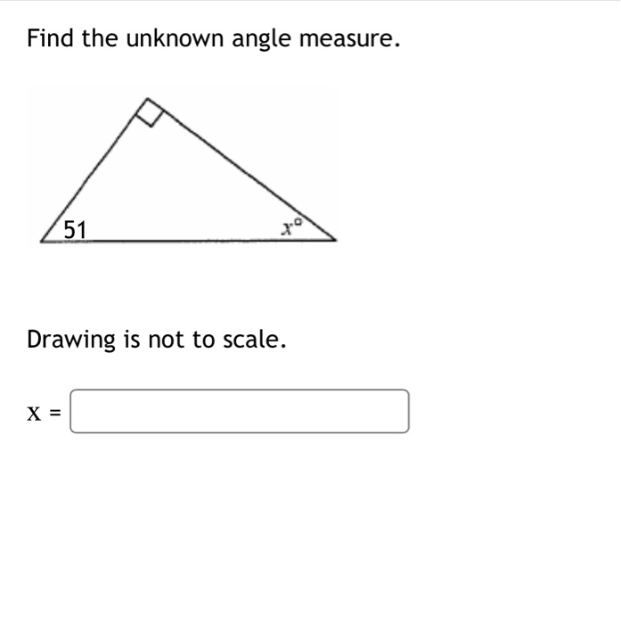 Solved Find the unknown angle measure. Z51_ Drawing is not | Chegg.com