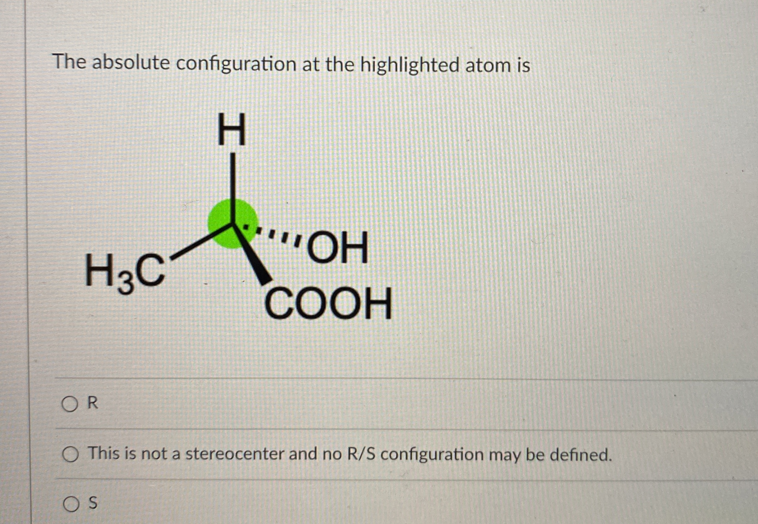 Solved The absolute configuration at the highlighted atom | Chegg.com