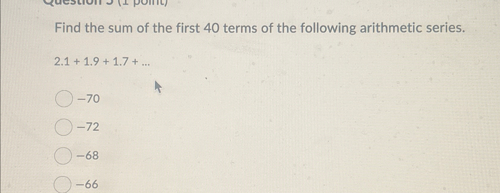 Solved Find the sum of the first 40 ﻿terms of the following | Chegg.com