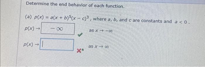 Solved Determine the end behavior of each function. (a) p(x) | Chegg.com