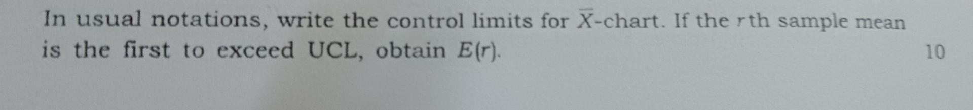 Solved In usual notations, write the control limits for | Chegg.com