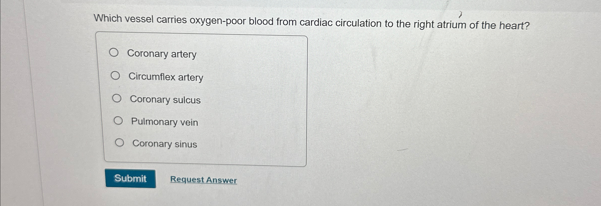 Solved Which vessel carries oxygen-poor blood from cardiac | Chegg.com
